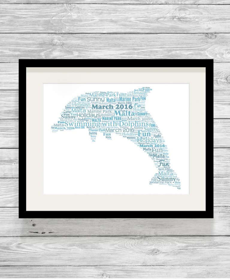 Personalised Bespoke Dolphin Word Art Print Gift - Show It With Words