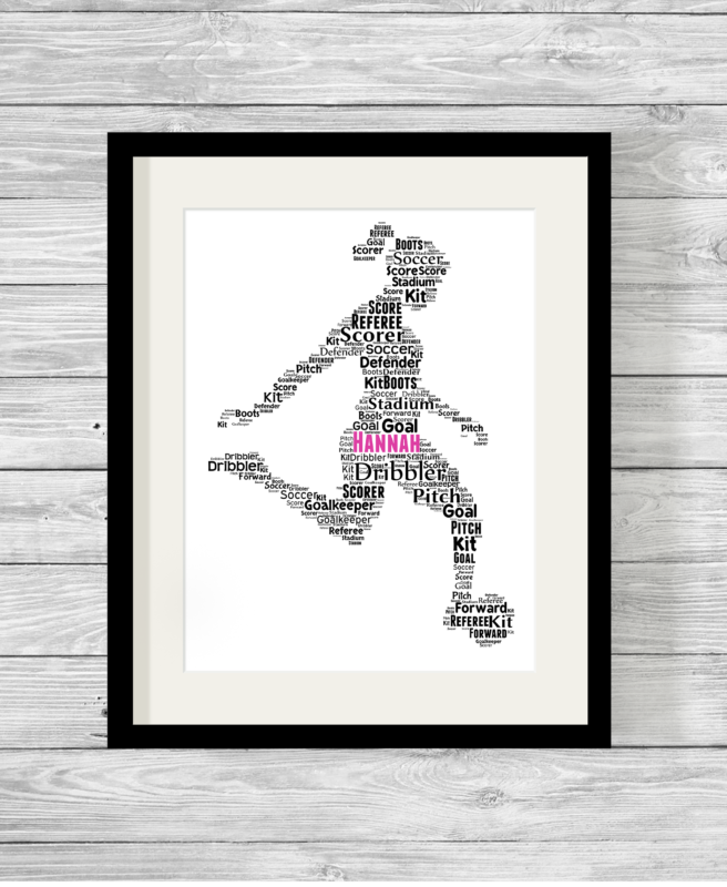 Bespoke Personalised Girl Footballer Word Art Print - Show It With Words