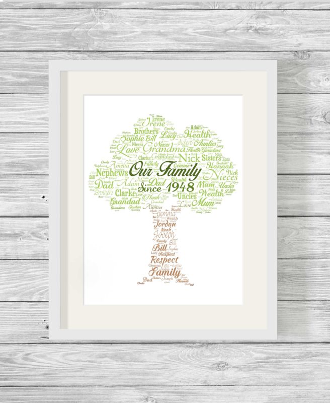 Bespoke Personalised Our Family Tree Word Art Print - Show It With Words