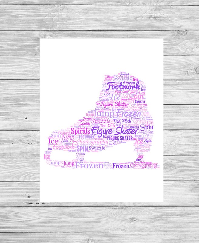Personalised Ice Skate Word Art Print - Show It With Words
