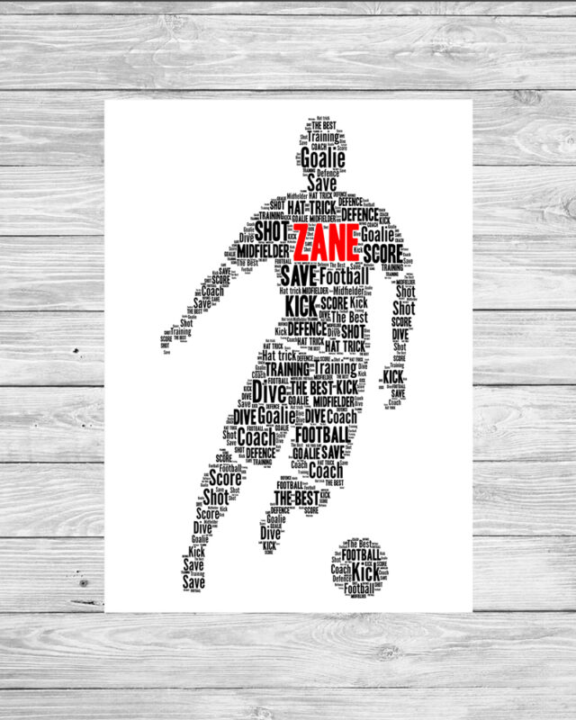 Personalised Male Footballer Word Art Print - Show It With Words