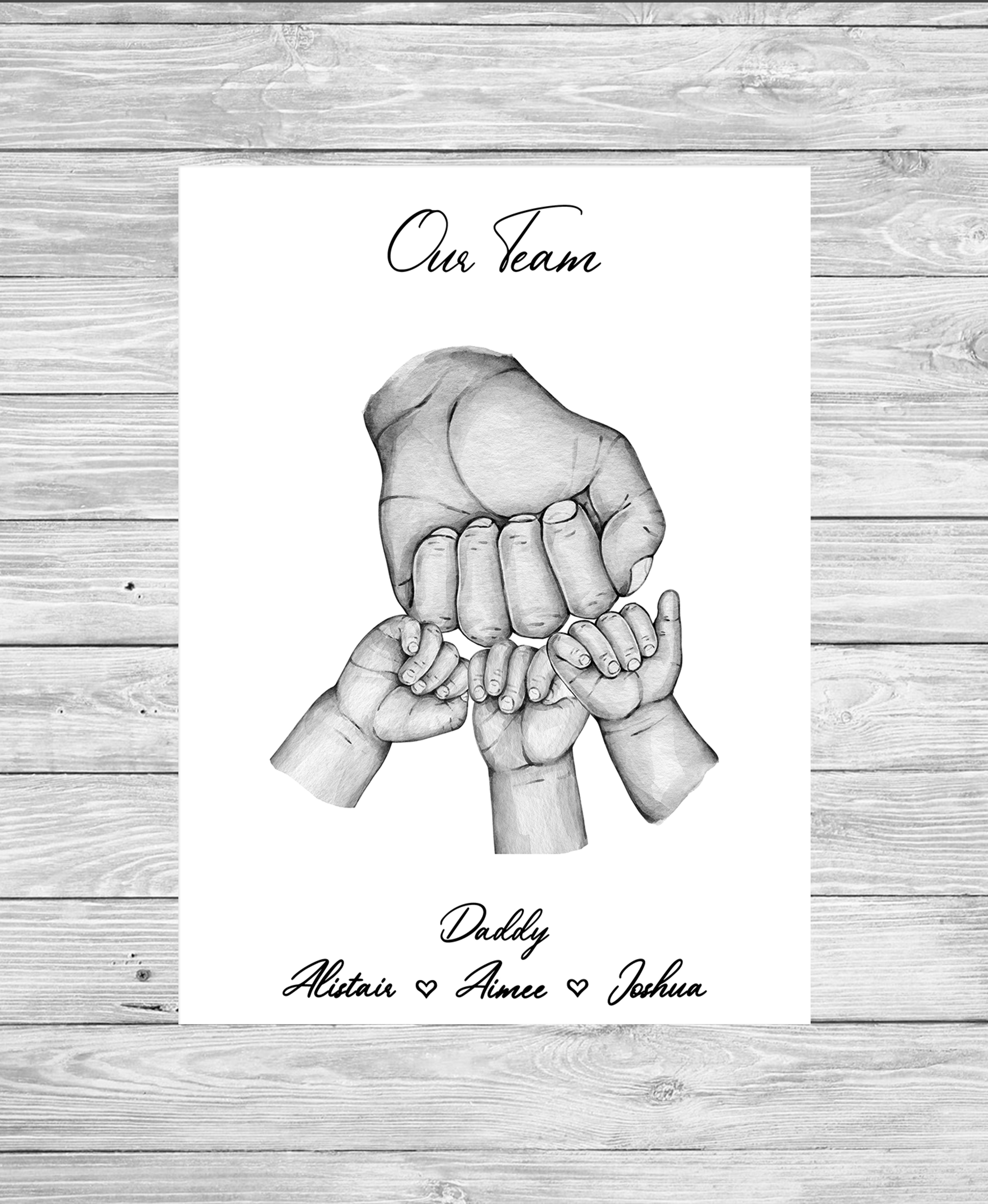 Personalised Dad & Children Family Hands Word Art Print - Show It With ...
