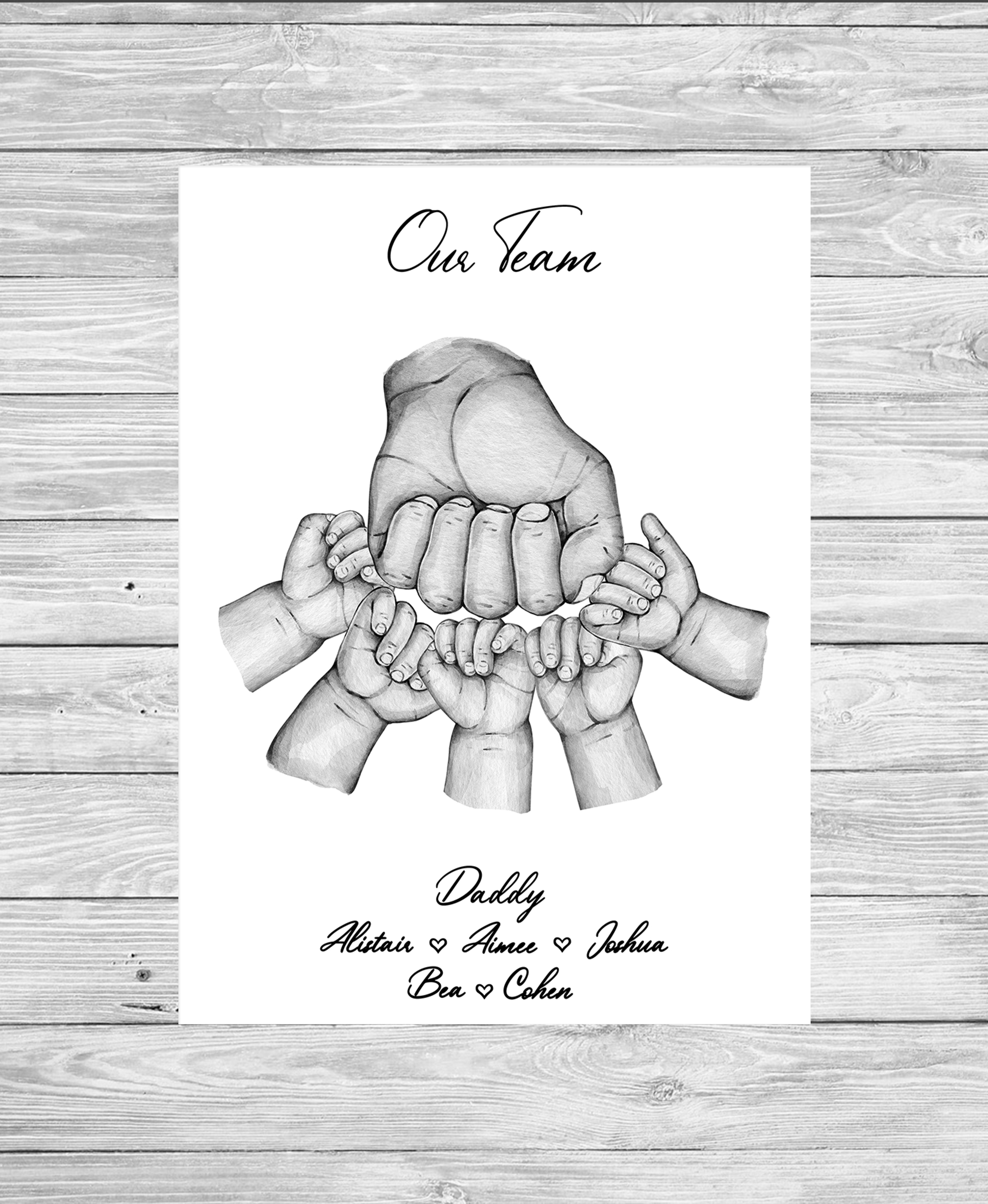 Personalised Dad & Children Family Hands Word Art Print - Show It With ...